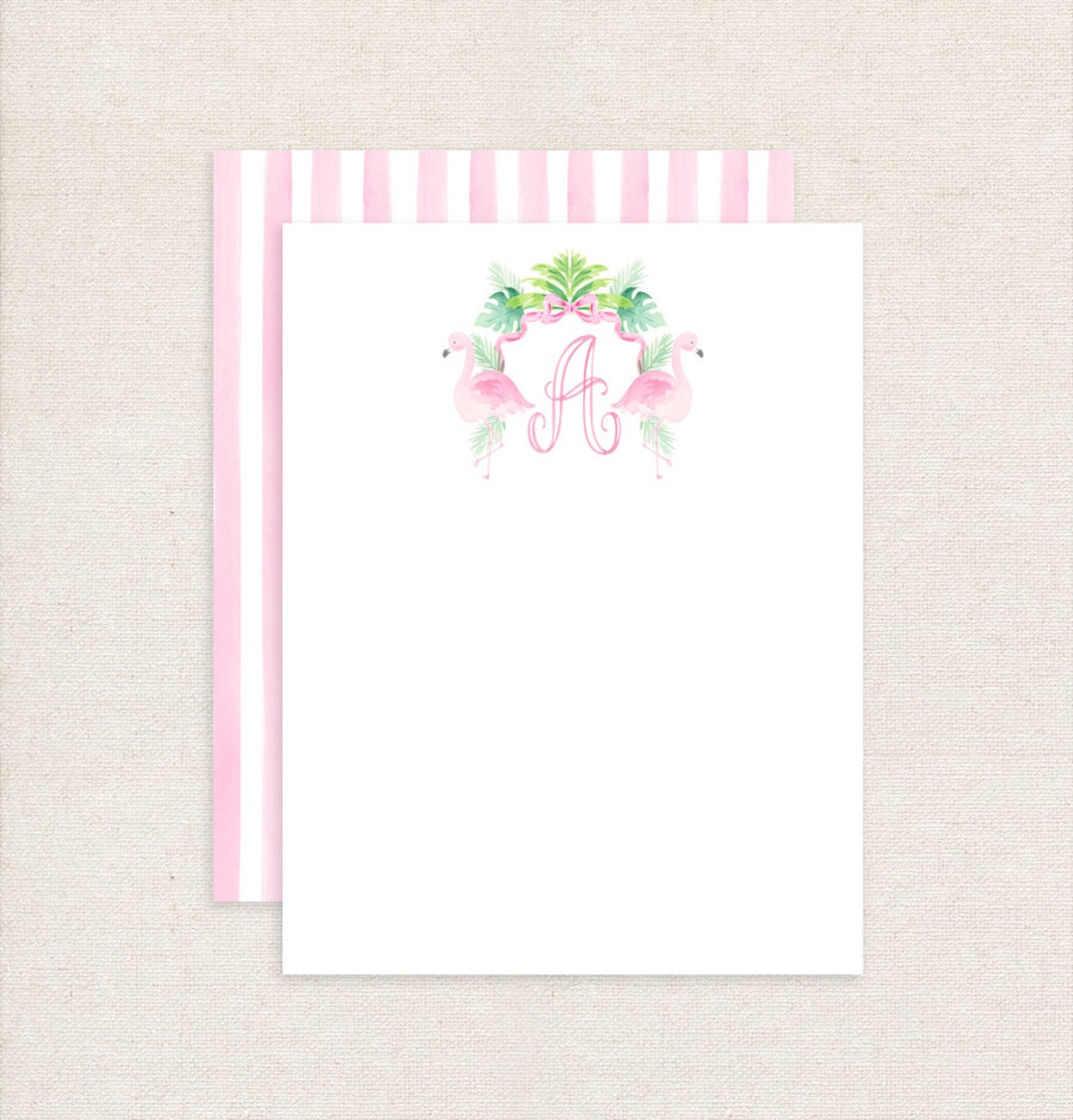 Watercolor Flamingo Crest Notecards and Envelopes // Thank You ...