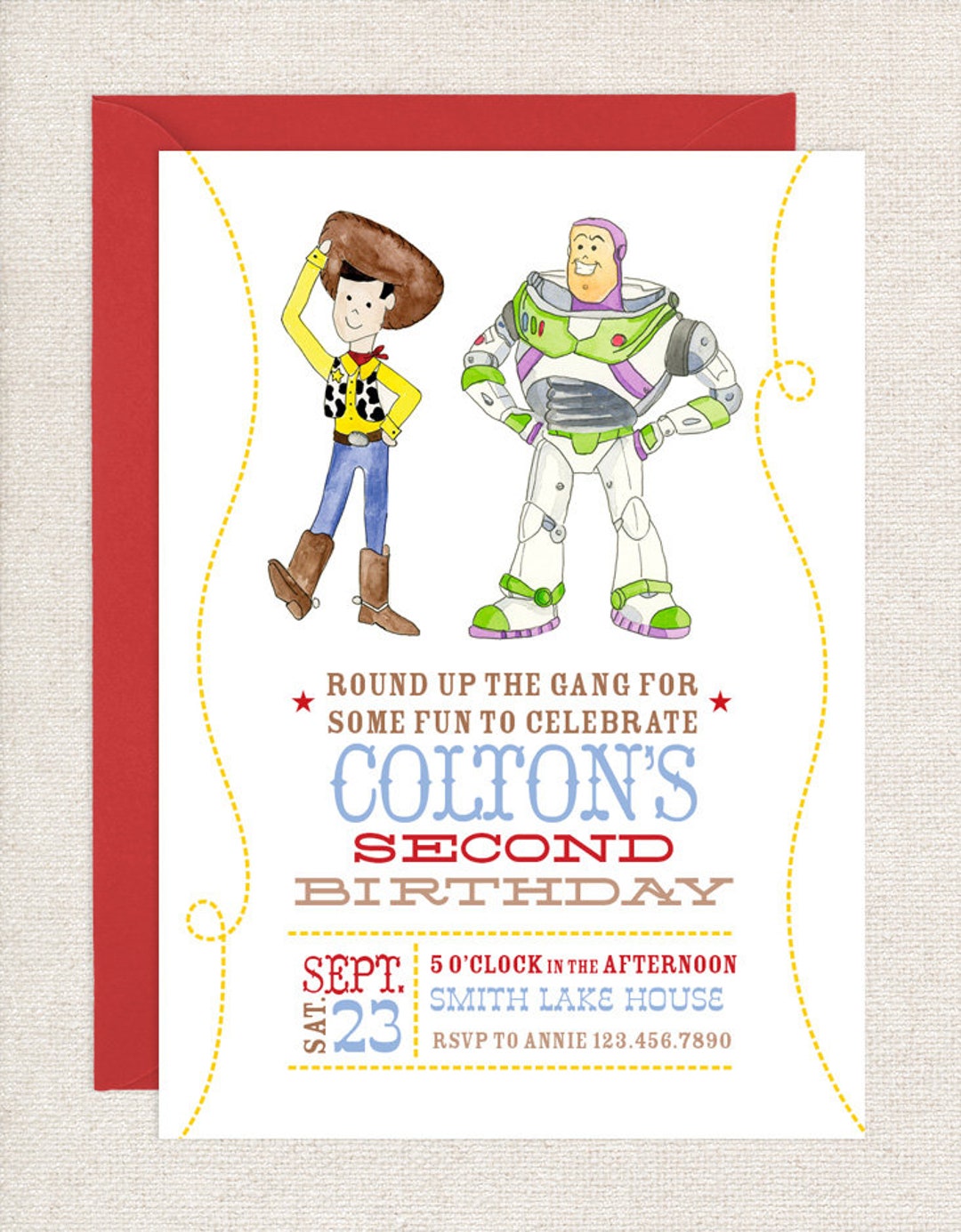 Watercolor Cowboy & Buzz Invitations // Toy // Woody // Buzz ...