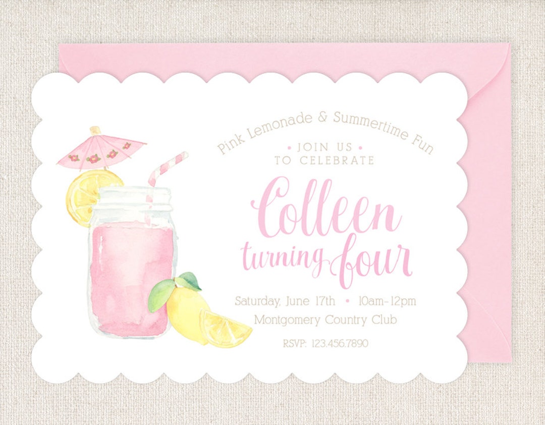 Watercolor Lemonade Invitations // Printable // Printed // Digital ...