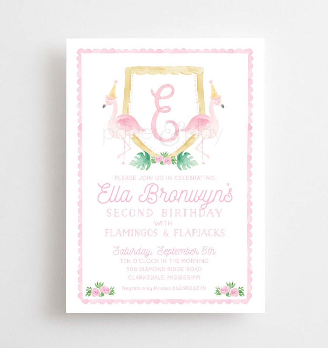 Watercolor Flamingo Invitations // Printable // Printed // Digital ...