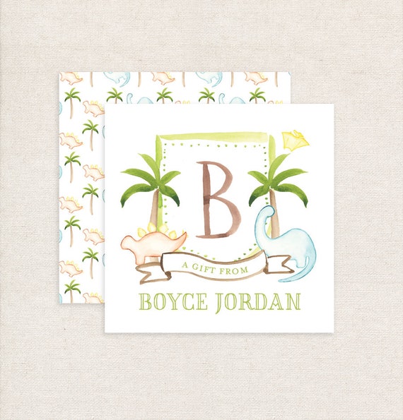 25 Watercolor Dino Crest Enclosure Gift Cards // Boy // | Etsy
