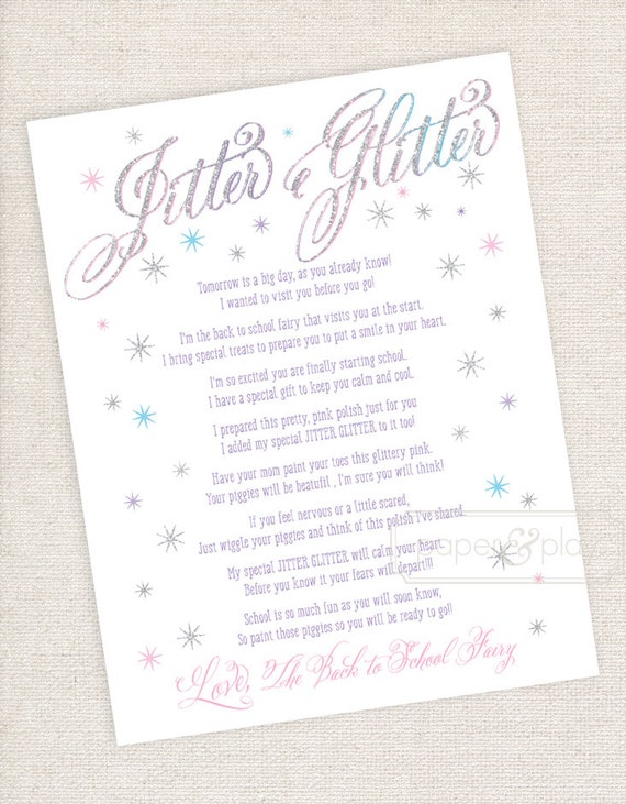 Printable Night Before School Jitter Glitter Letter - Etsy
