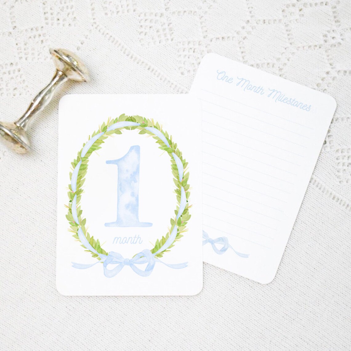 Watercolor Blue Baby Milestone Cards // Month Cards // Baby - Etsy