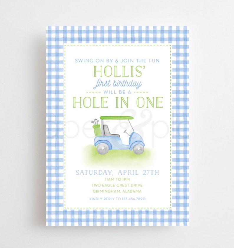 PRINTABLE Watercolor Golf Cart Invitation // Printable // Printed ...