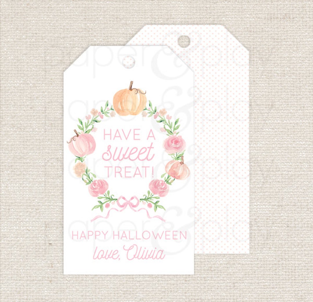 Digital Printable Floral Pumpkin Wreath Tags // Favor // Halloween ...