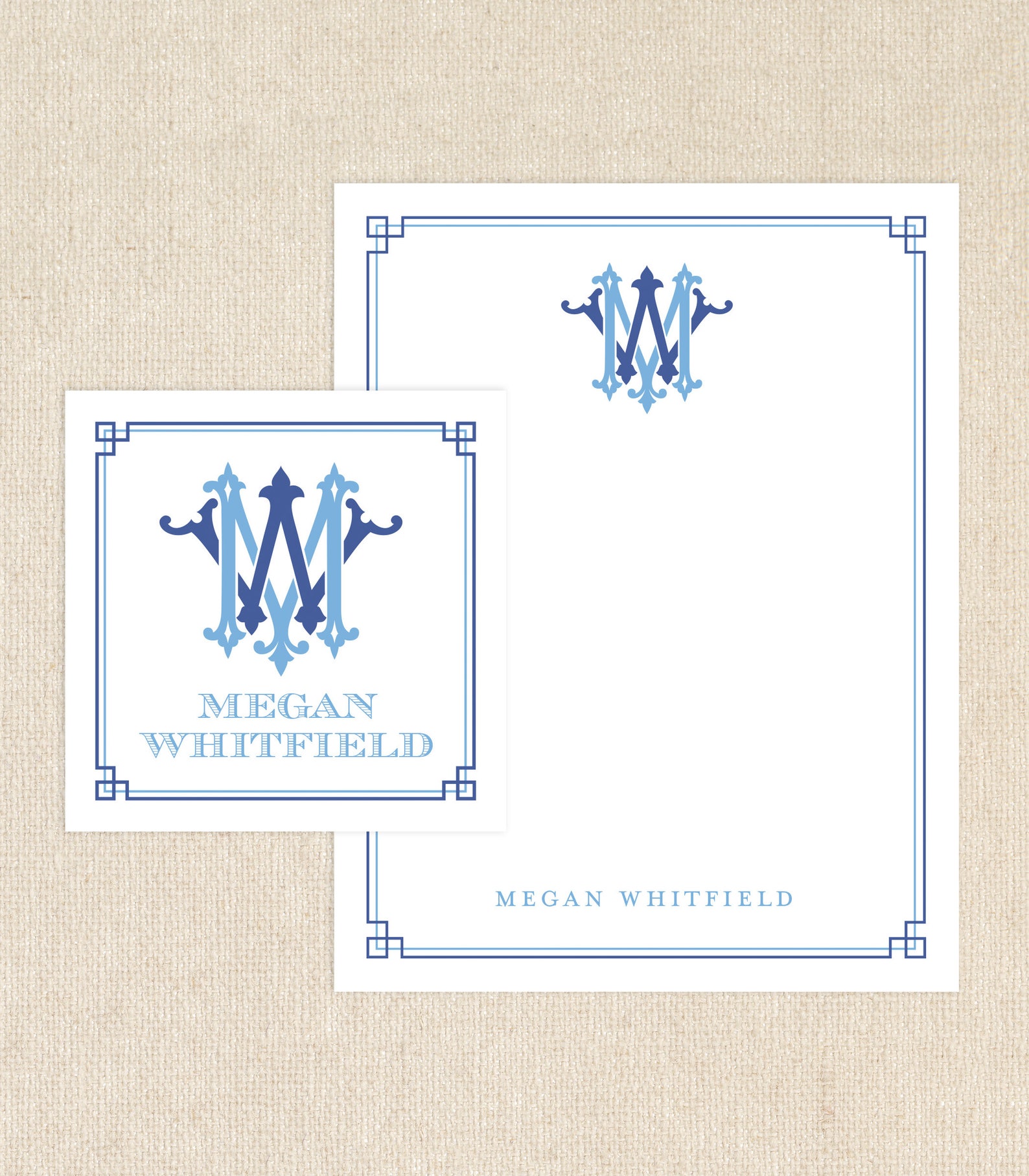 Greek Key Monogram Stationery Set // Notecards // Calling - Etsy