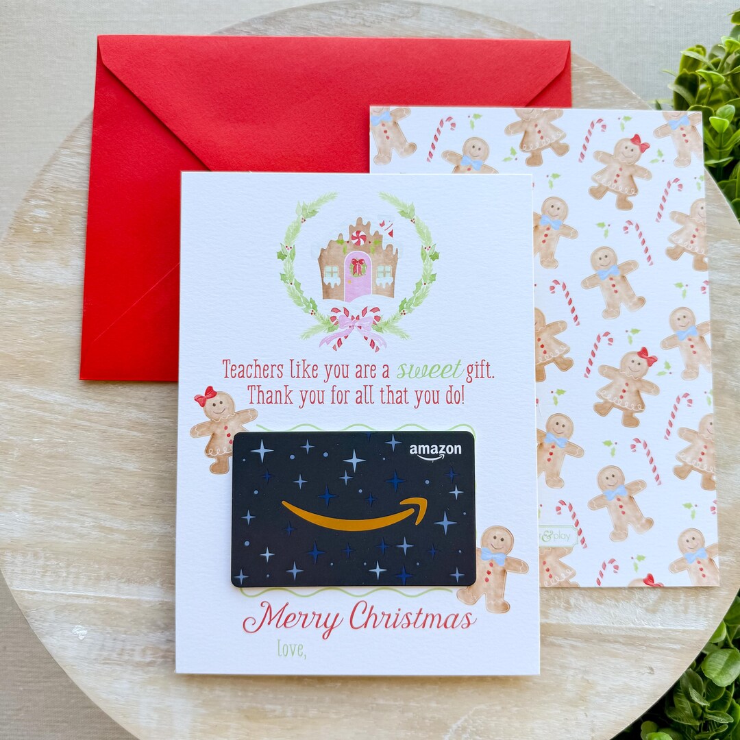 Teacher Christmas Card Printable, Teacher Appreciation Gift Card Holder ...
