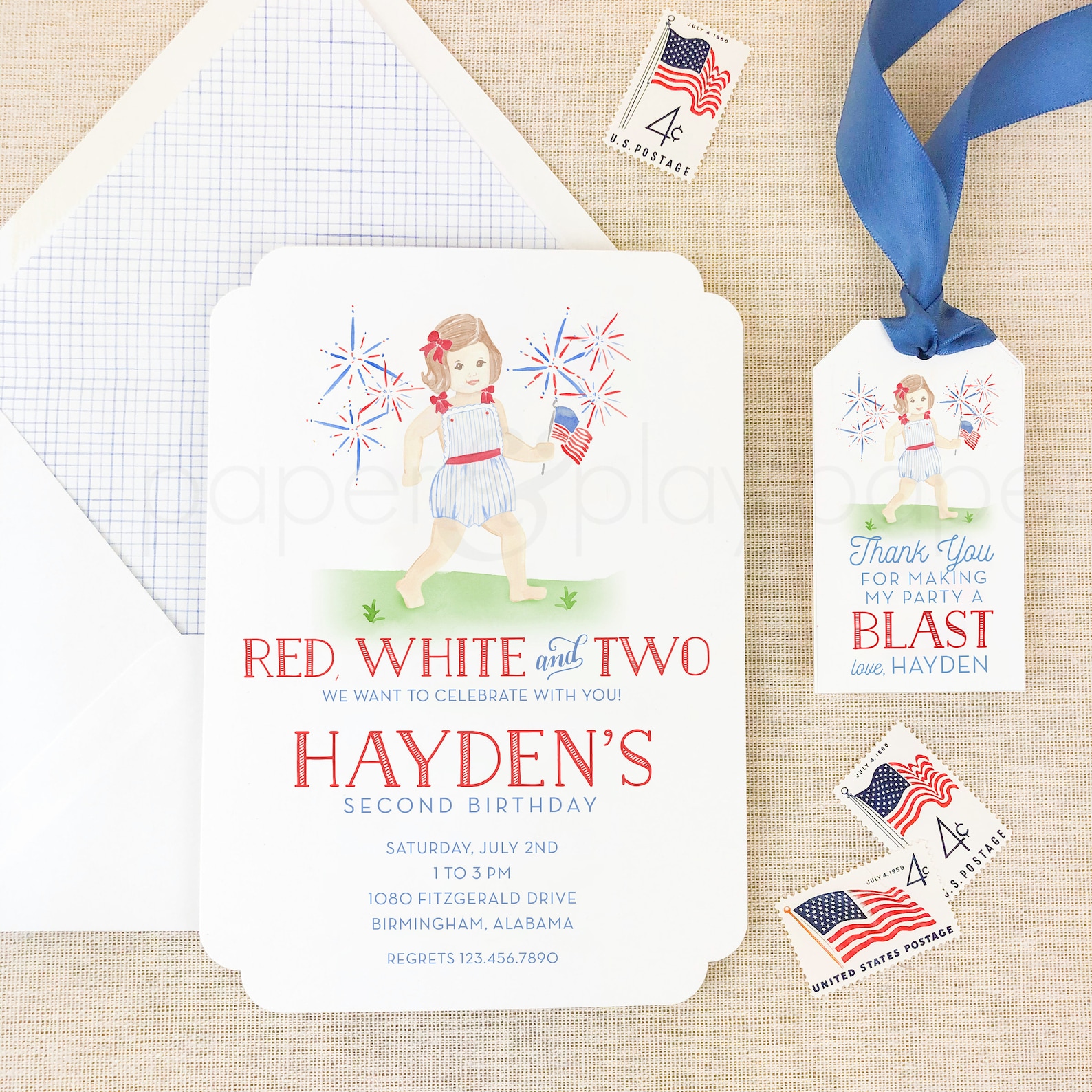Watercolor Patriotic Invitations // Printable // Printed // Digital ...