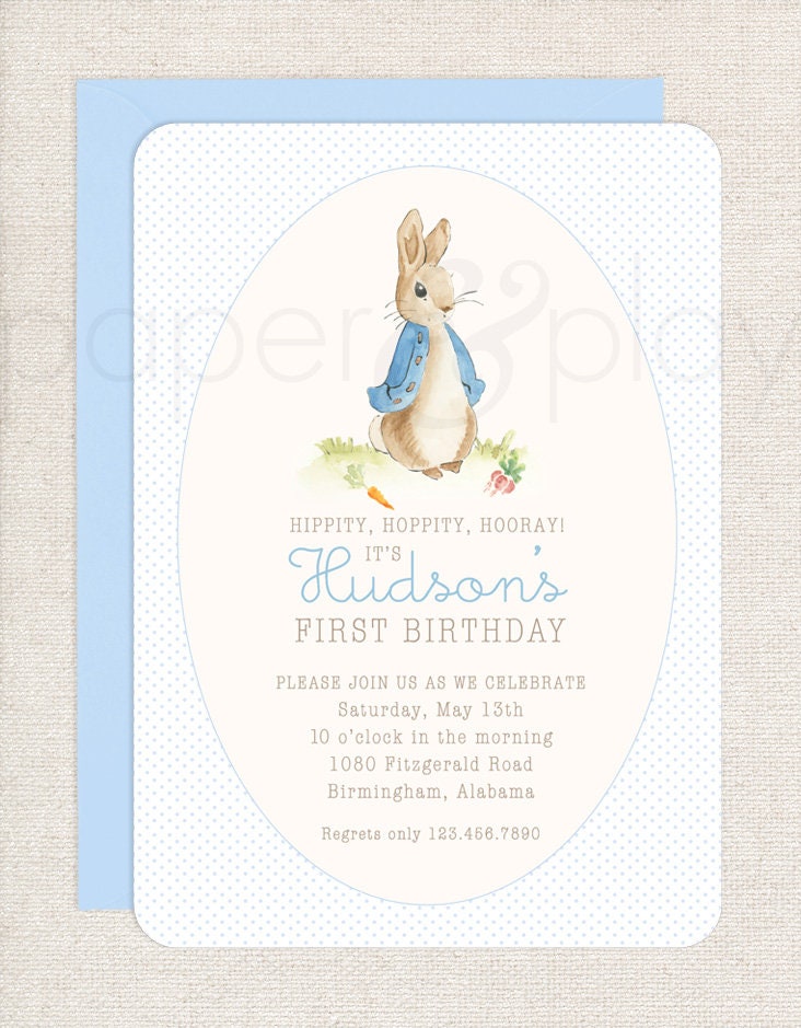 Watercolor Peter Rabbit Invitations // printable // printed // | Etsy