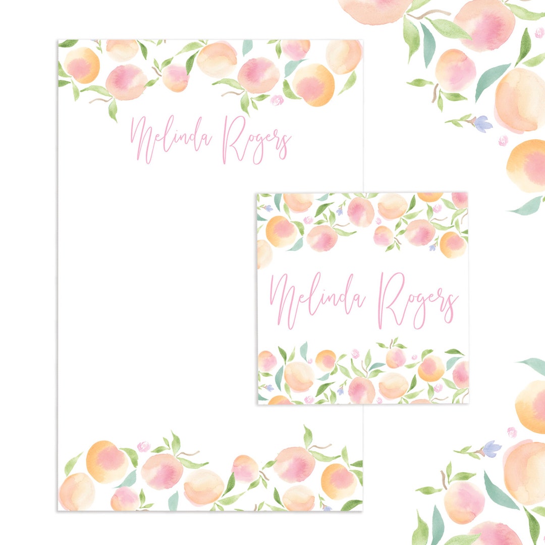 Watercolor Peach Notepad & Calling Card Set // Notecards // Calling Cards // Enclosure Cards ...