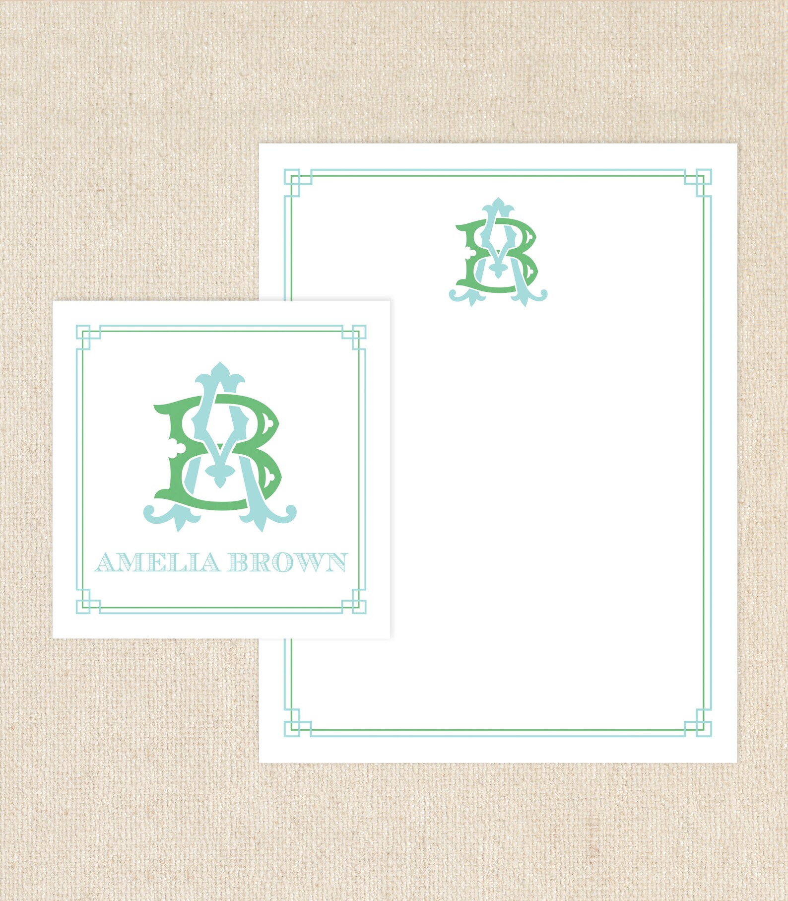 Greek Key Monogram Stationery Set // Notecards // Calling - Etsy