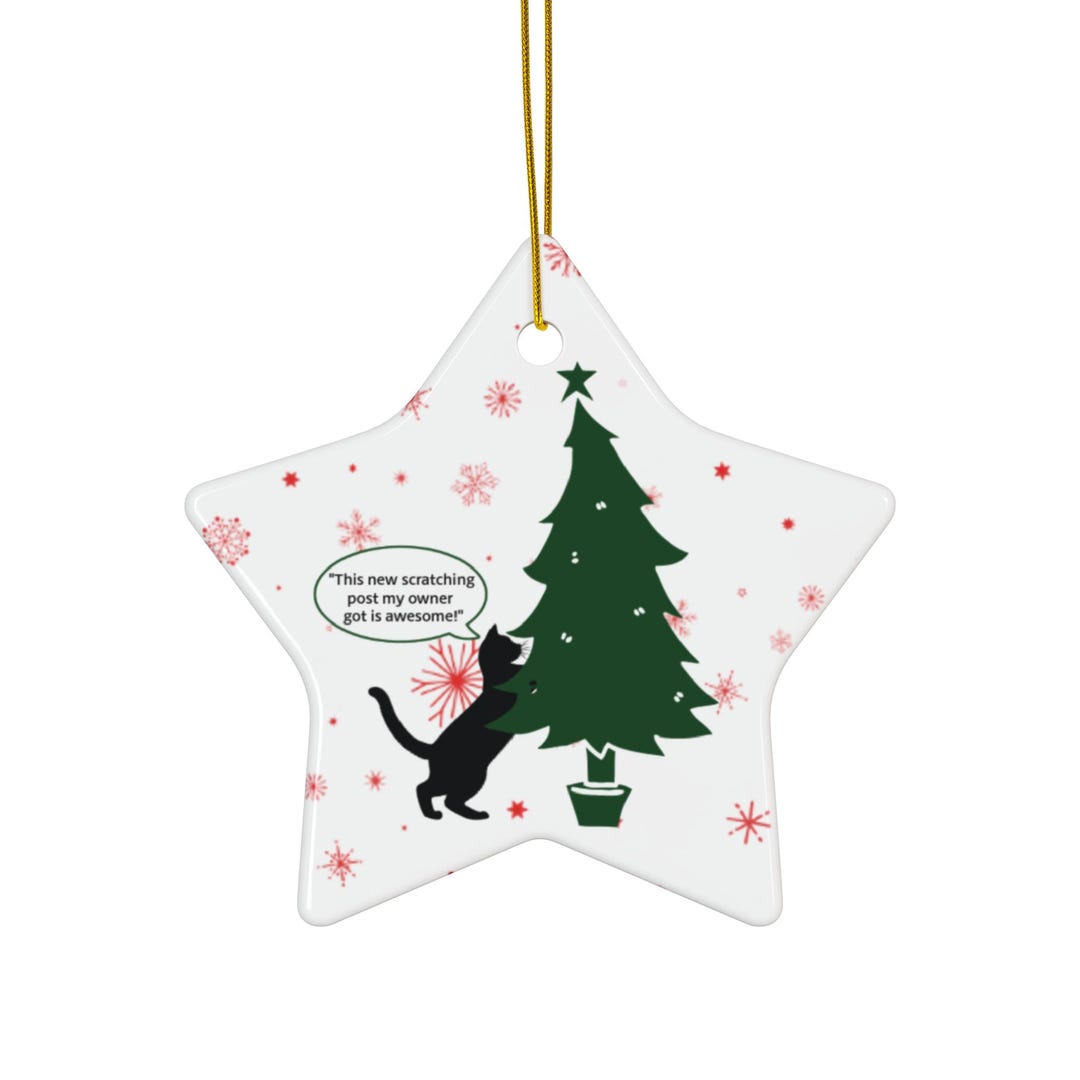 Cat Attacking Christmas Tree Ornament (4 Shapes) - Etsy