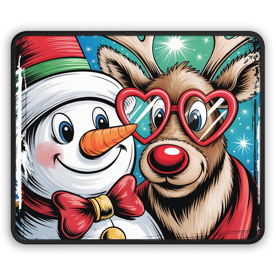 Snowman and Reindeer Gaming Mouse Pad | Christmas Holiday Illustration ...
