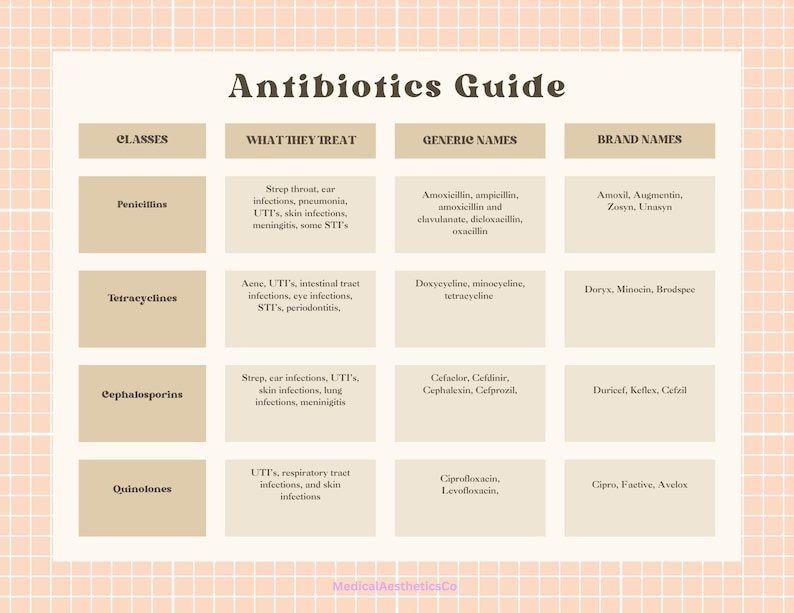 Antibiotics Reference Guide Printable | Medical Cheat Sheet for Nursing ...