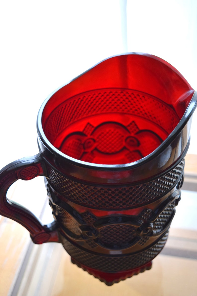 Midnight Hour Gorgeous Vintage Ruby Red Glass Water Pitcher - Etsy