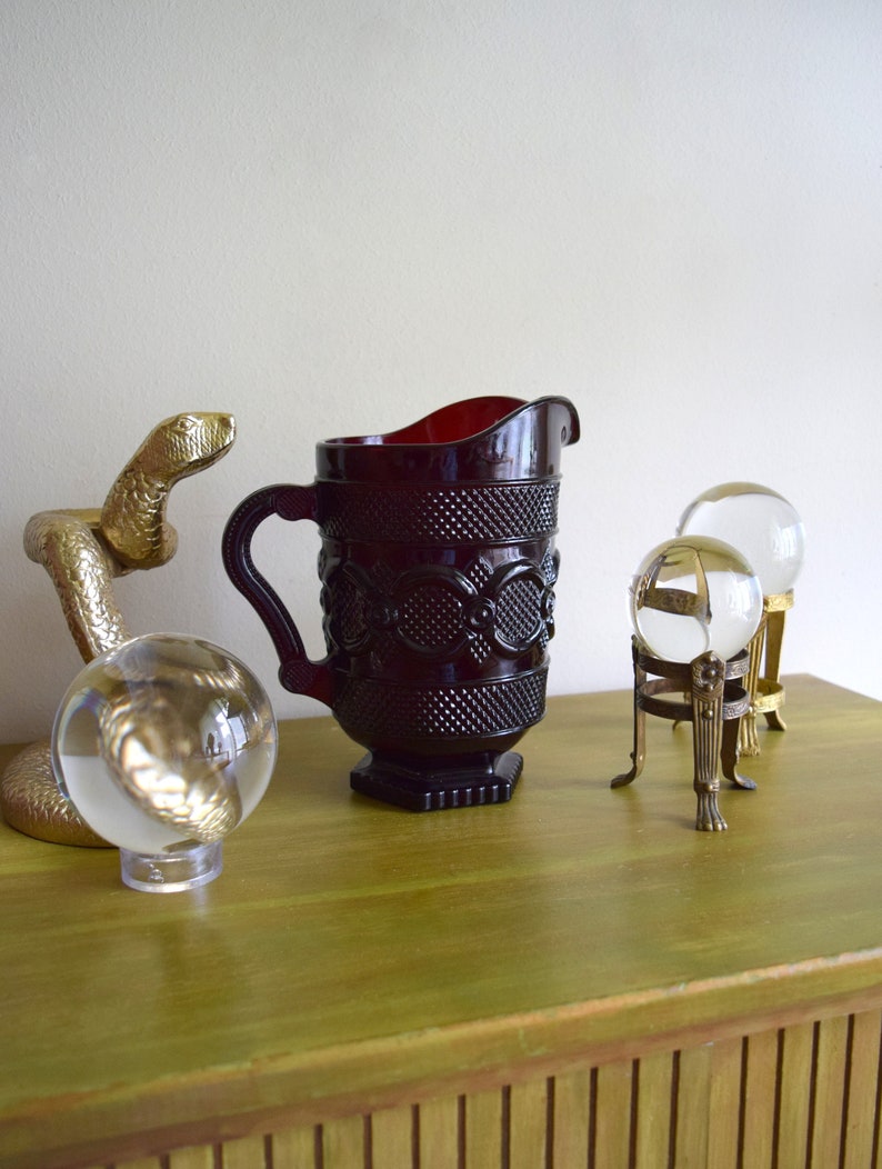 Midnight Hour Gorgeous Vintage Ruby Red Glass Water Pitcher - Etsy