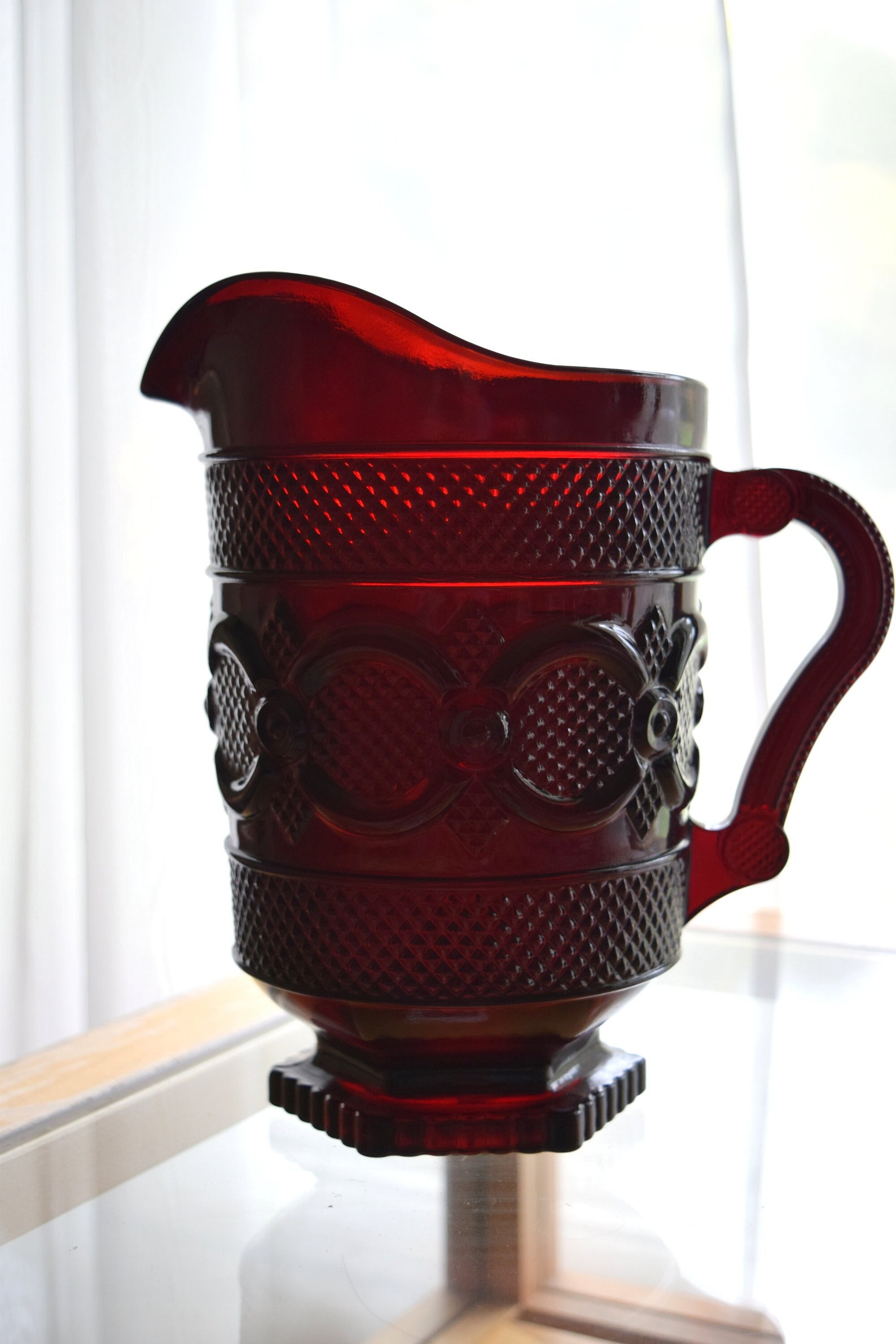 Midnight Hour Gorgeous Vintage Ruby Red Glass Water Pitcher - Etsy