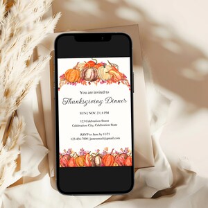 Editable Thanksgiving Dinner Invitation Template: Canva Evite (digital ...
