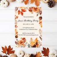 Fall Themed Birthday Invitation Template for Any Age - Etsy