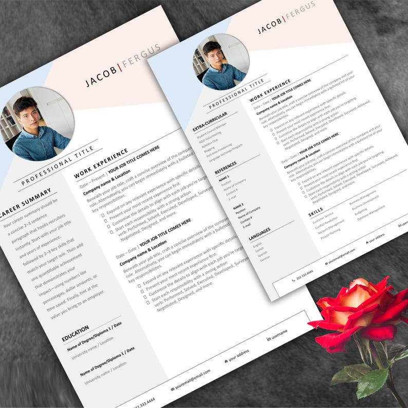 Modern Ats-optimized Resume Template | 1, 2 Page Bundle (instant ...