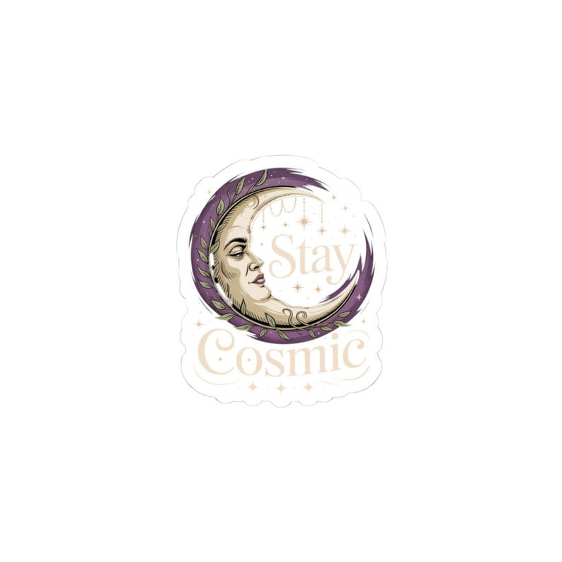 Stay Cosmic Moon Face Sticker | Kiss-cut Sticker - Etsy