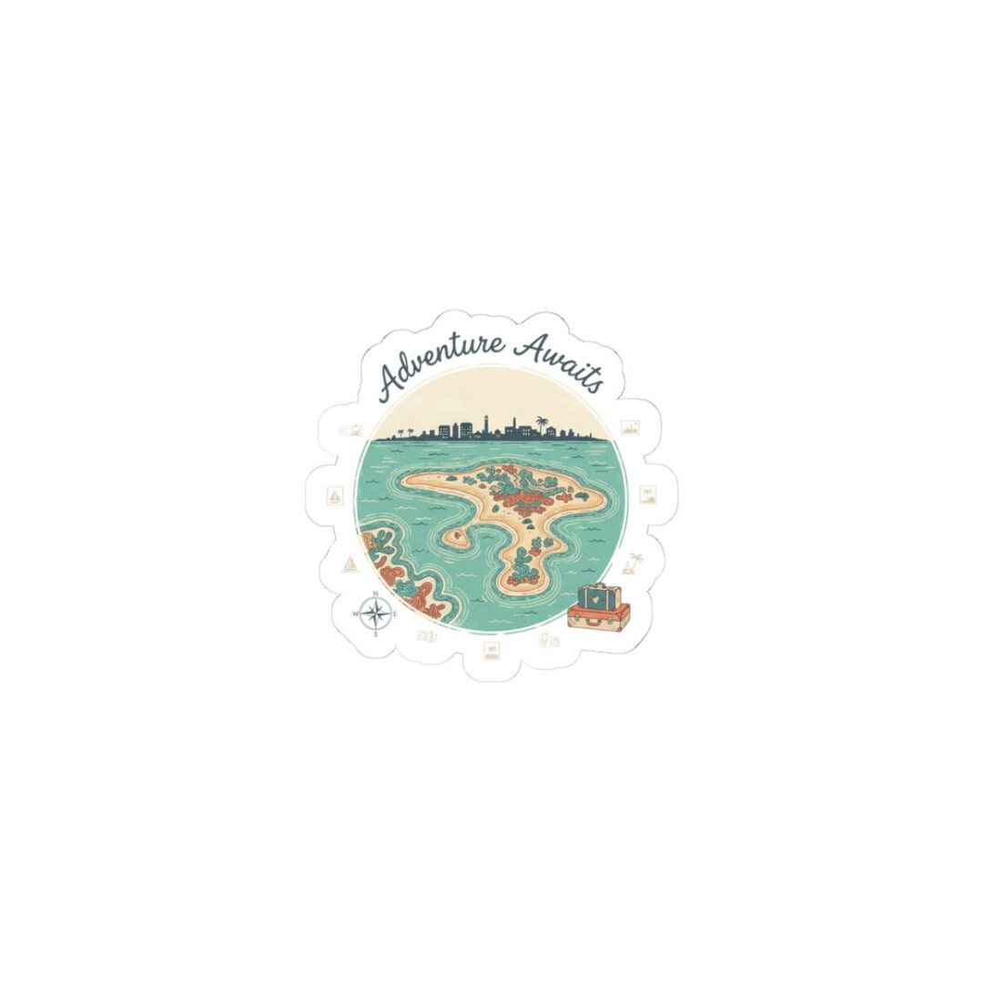 Adventure Awaits Imaginary Map Kiss-cut Stickers | Wanderlust Print ...