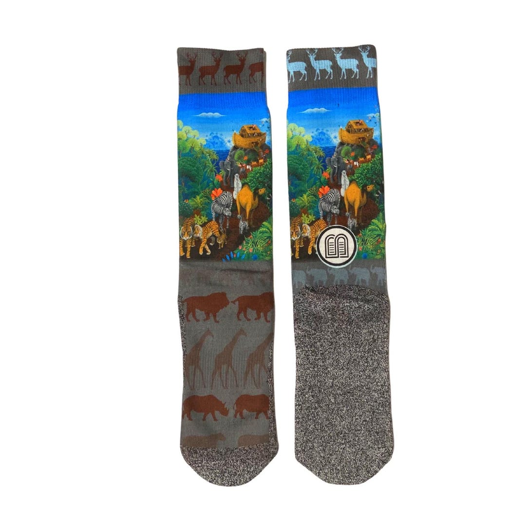 Noah's Ark Crew Socks - Bible Scripture Animal Design, Spiritual Gift ...