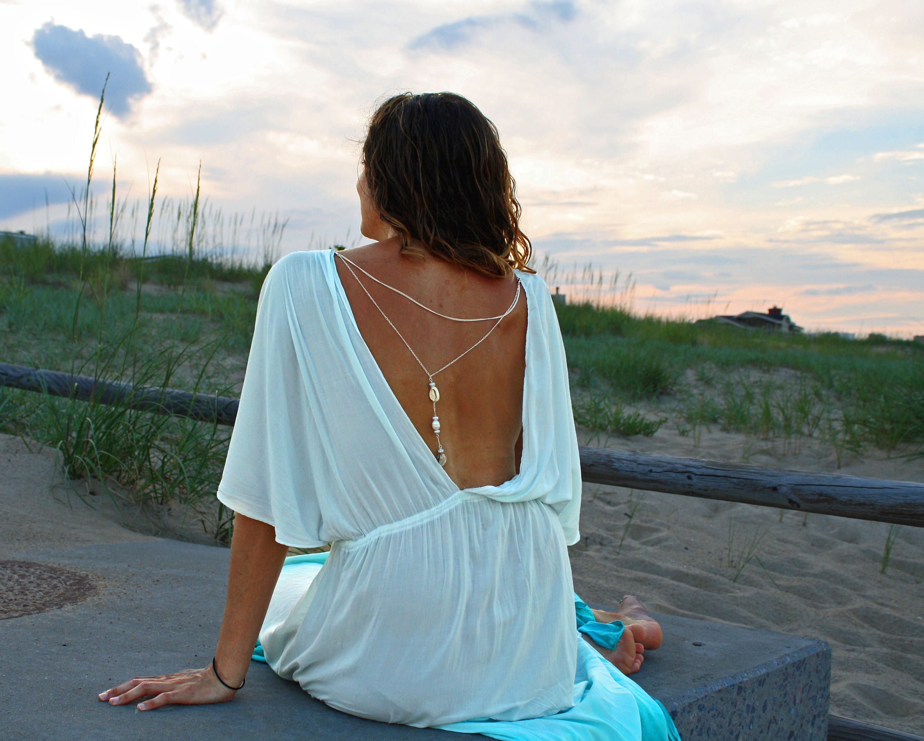 The Lagoon Dress in Mediterranean Sea, Backless Dress, Maxi Dress ...