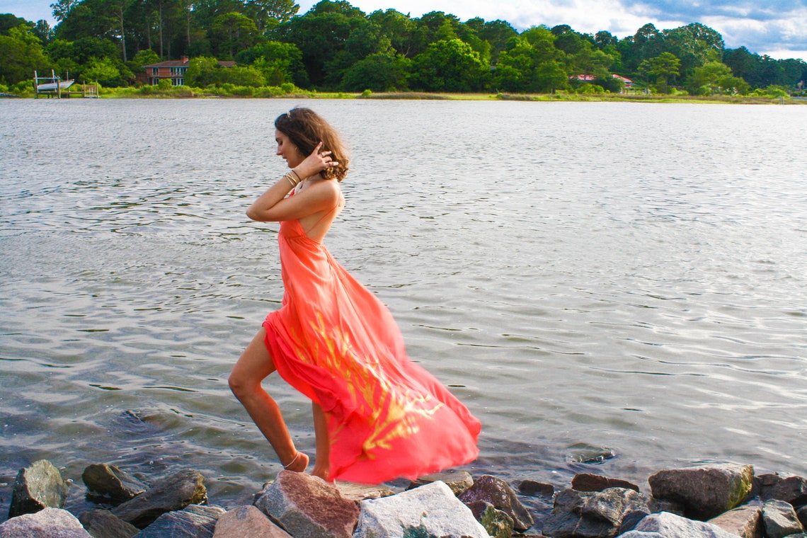 The Bahari Dress in Peach Coral Ombre Dress Backless Dress - Etsy