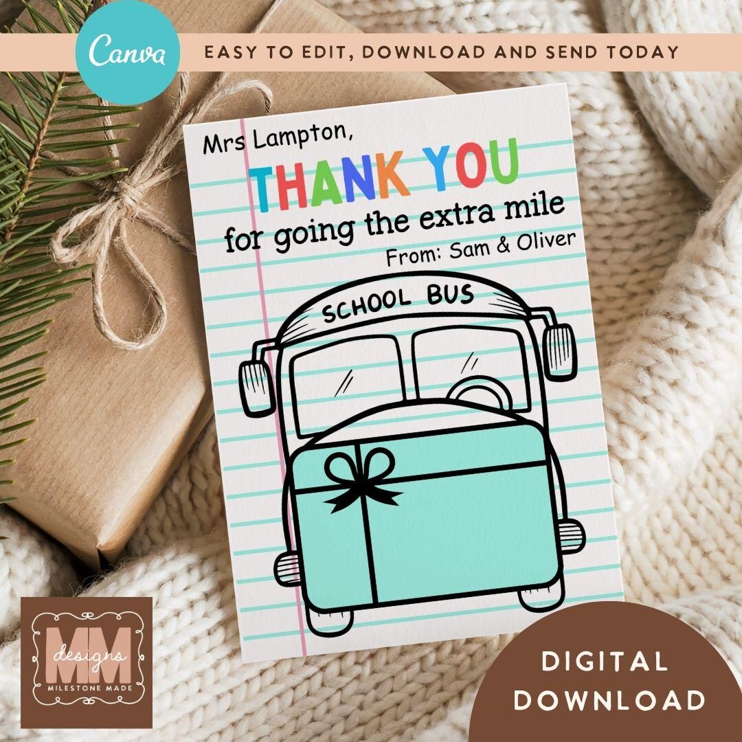School Bus Driver Printable Gift Card Holder, Bus Driver Appreciation ...