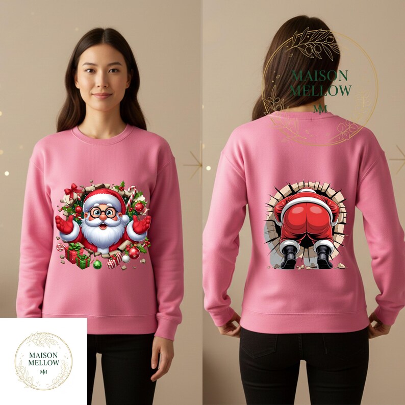 Funny Santa Crash Front and Back PNG | Santa Butt Christmas PNG | Santa ...