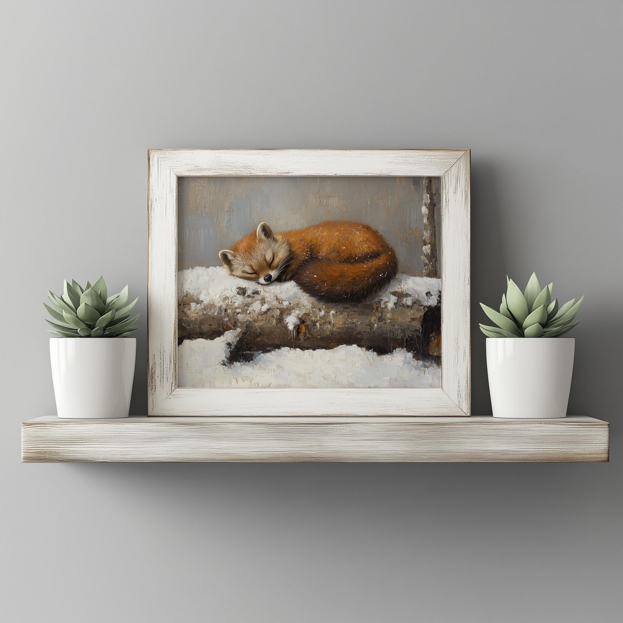 Winter Woodland Animal Printable – Sleeping Pine Marten Wall Art, Cozy ...