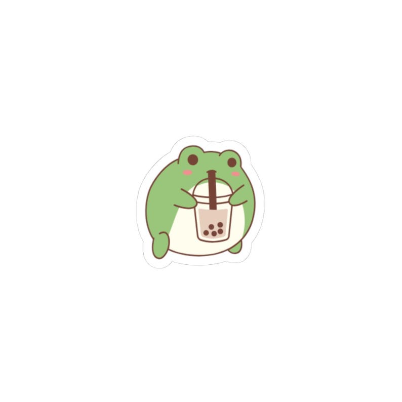 Boba Frog Sticker – Cute Kawaii Frog Drinking Bubble Tea, Adorable ...