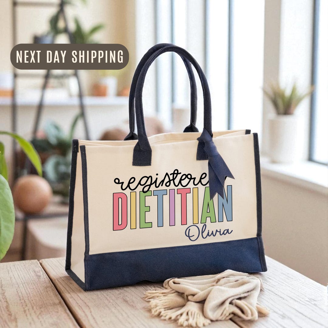 Dietitian Tote Bag, Personalized Name Work Tote, Nutrition Professional ...