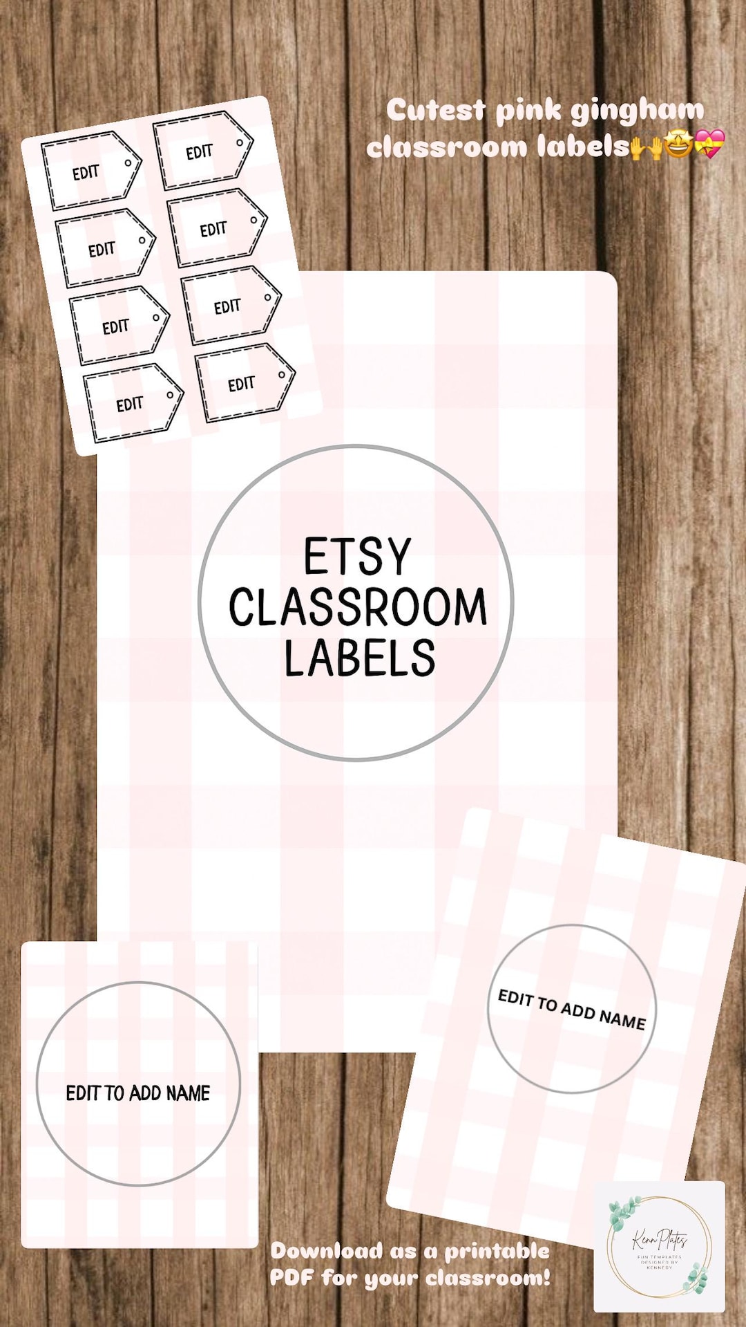 Pastel Pink Gingham Classroom Labels - Etsy Australia