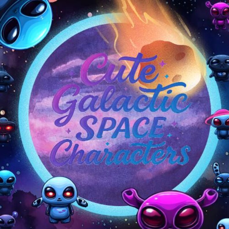 36 Cute Galactic Space Characters | Chibi Alien Clipart PNG Pack ...
