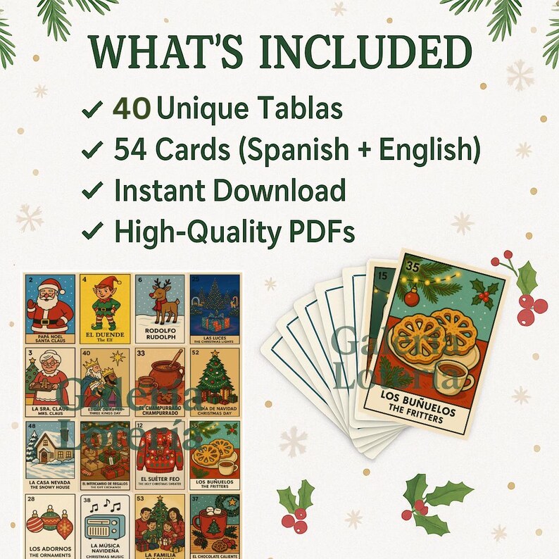 Christmas Loteria Game | 40 Tablas + 54 Cards | Holiday Bingo ...