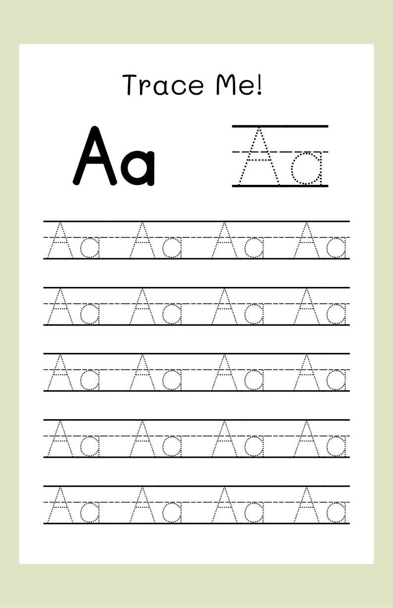 Alphabet Tracing Worksheet, A-Z Letters Preschool - Etsy