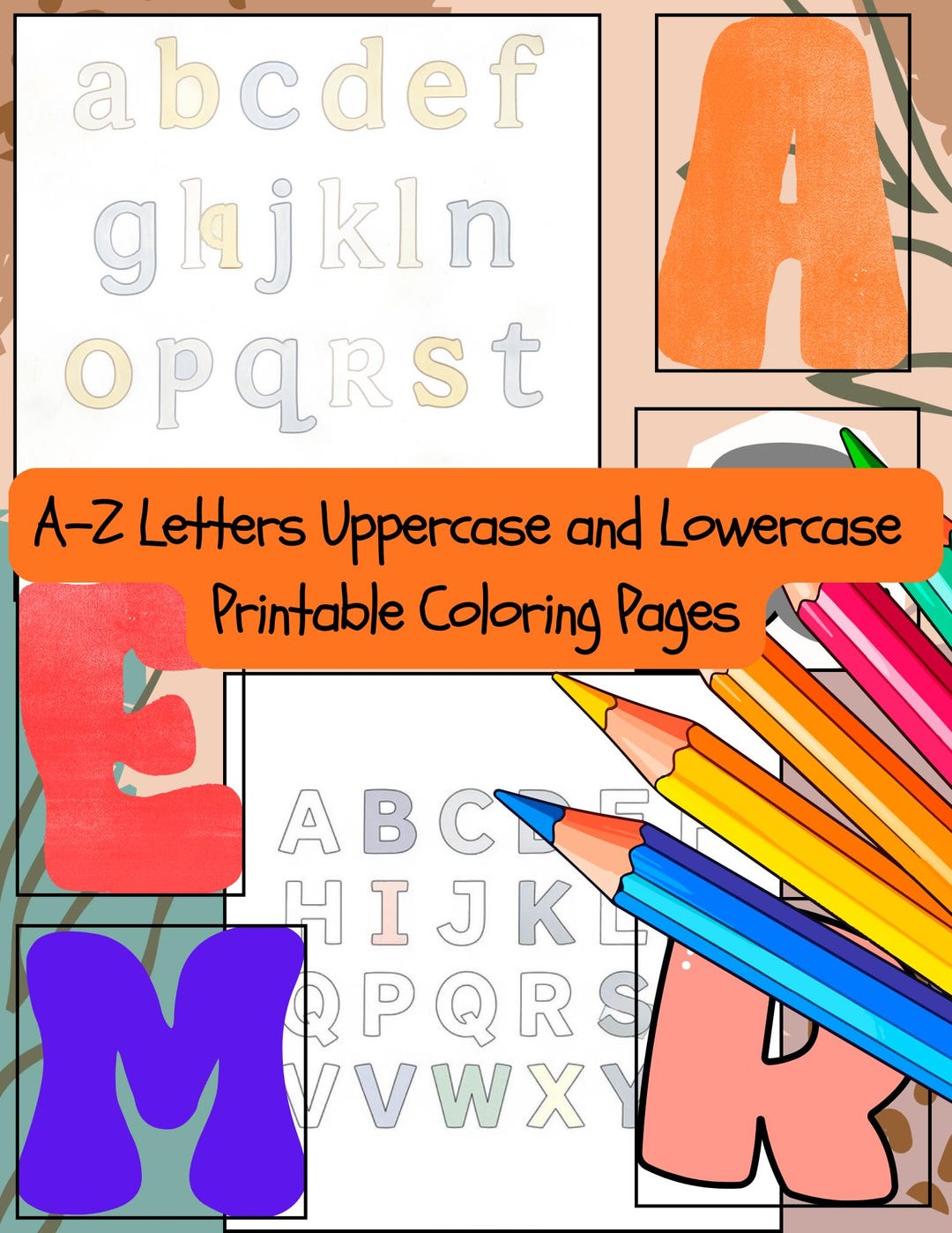 Alphabet Coloring Pages A-Z: Uppercase and Lowercase (printable PDF ...