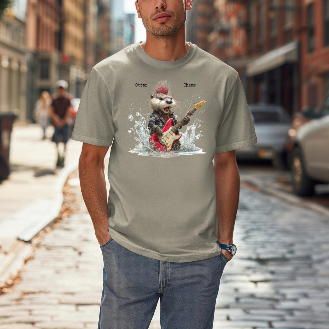 Punk Rock Otter Tee, Otter Chaos Sweatshirt, Rock Band Graphic, Music ...
