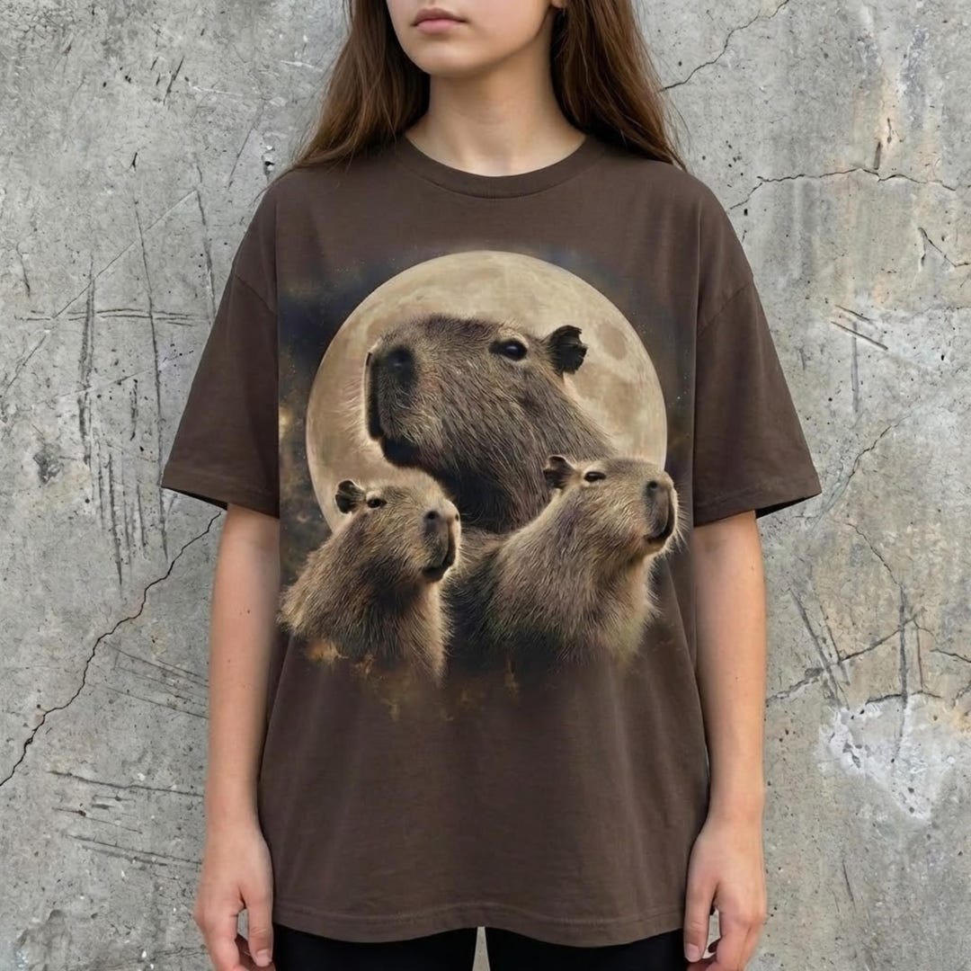 Vintage Capybara Top, 90s Animal Shirt, Capybara Sweatshirt, Retro Moon ...