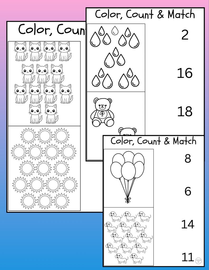 Count & Match Activity Worksheets | Numbers 1–20 | Kids Can Color ...