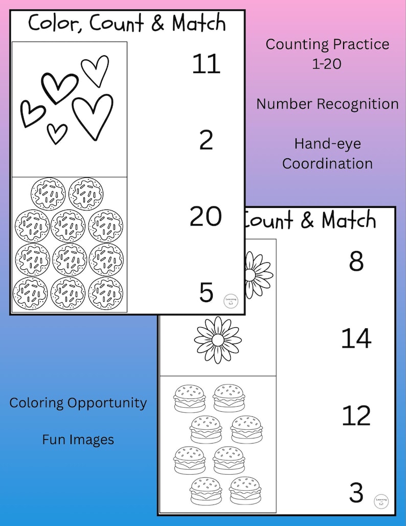 Count & Match Activity Worksheets | Numbers 1–20 | Kids Can Color ...