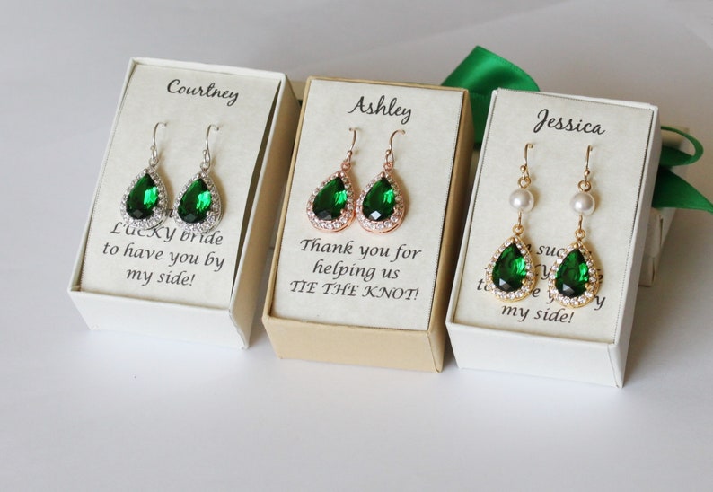 Emerald Bridesmaid Jewelry Set Green Bridesmaid Necklace | Etsy