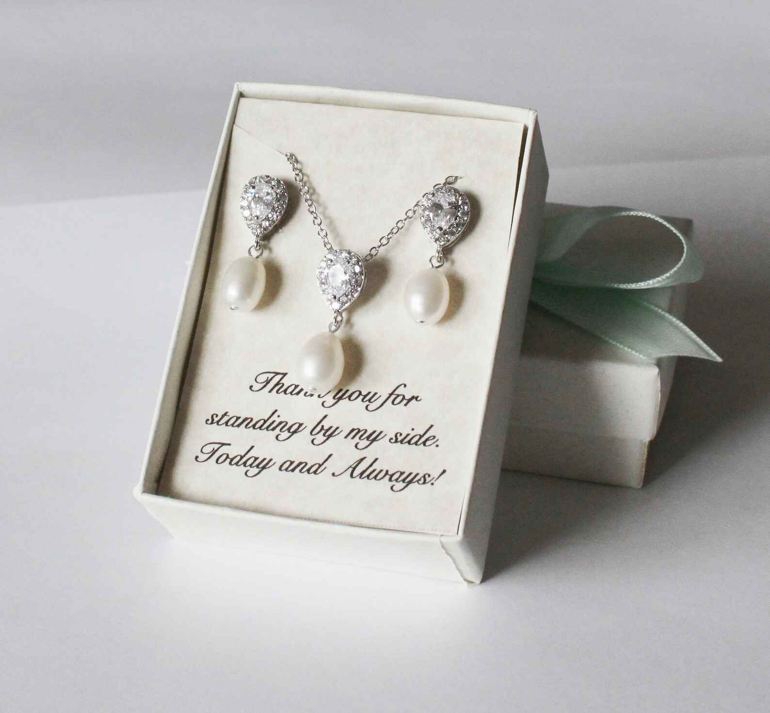 Fresh Water Tear Drop Pearl and CZ Bridesmaid Gift, Bridesmaid Earrings ...