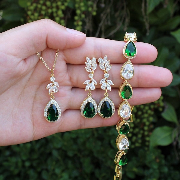 Emerald Wedding Set - Etsy