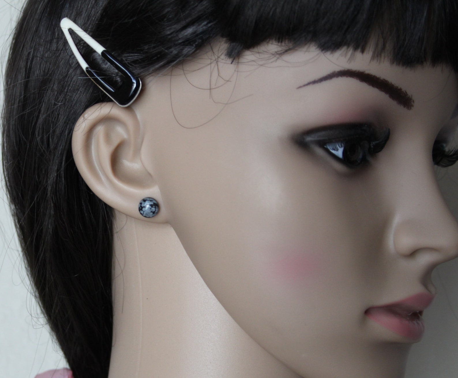 Natural Snowflake Obsidian Studs, Titanium Earrings (hypoallergenic ...