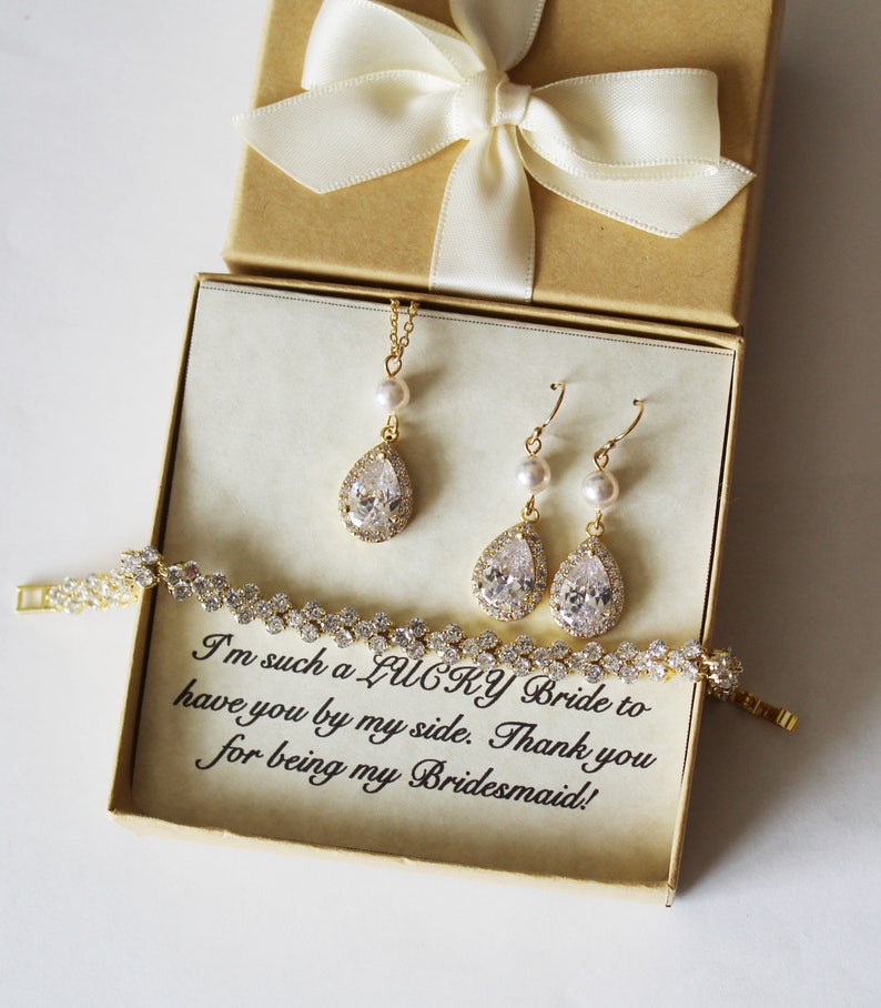 Bridal Party Jewelry, Bridesmaid Gift, Bridal Bracelet Earrings ...