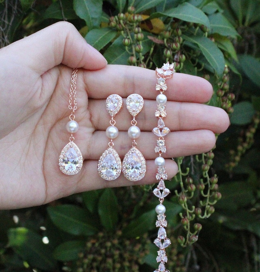 Bridal Pearl Jewelry Set Wedding Jewelry Set Bridesmaid Gifts Pearl ...