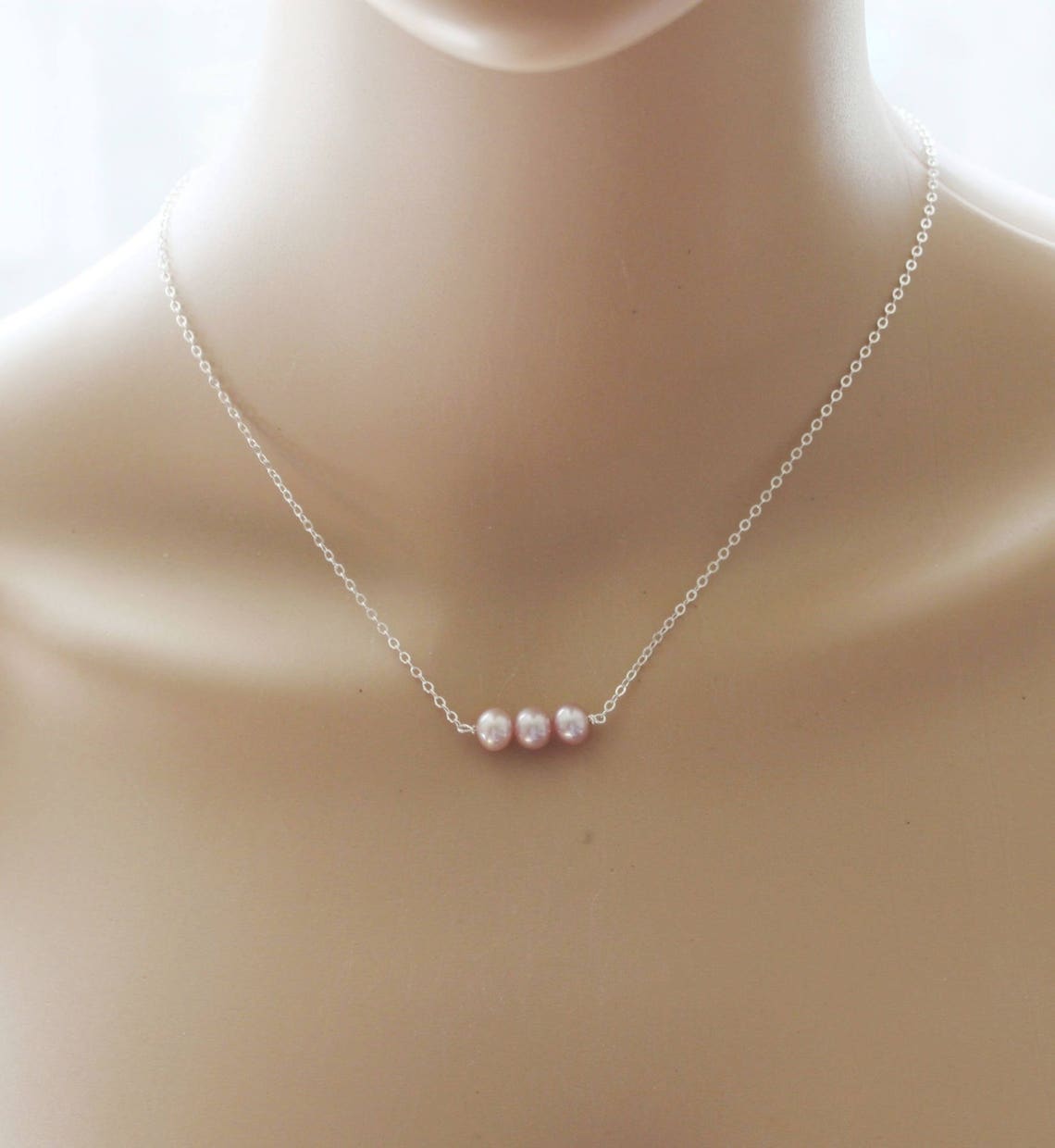 Lavender Pink Fresh Water Pearl Necklace Real Pearl Necklace Etsy